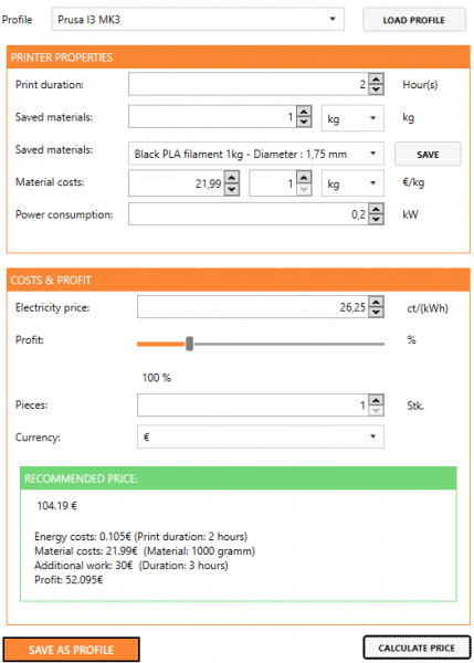 3D Print Cost Calculator | Shatter-Box
